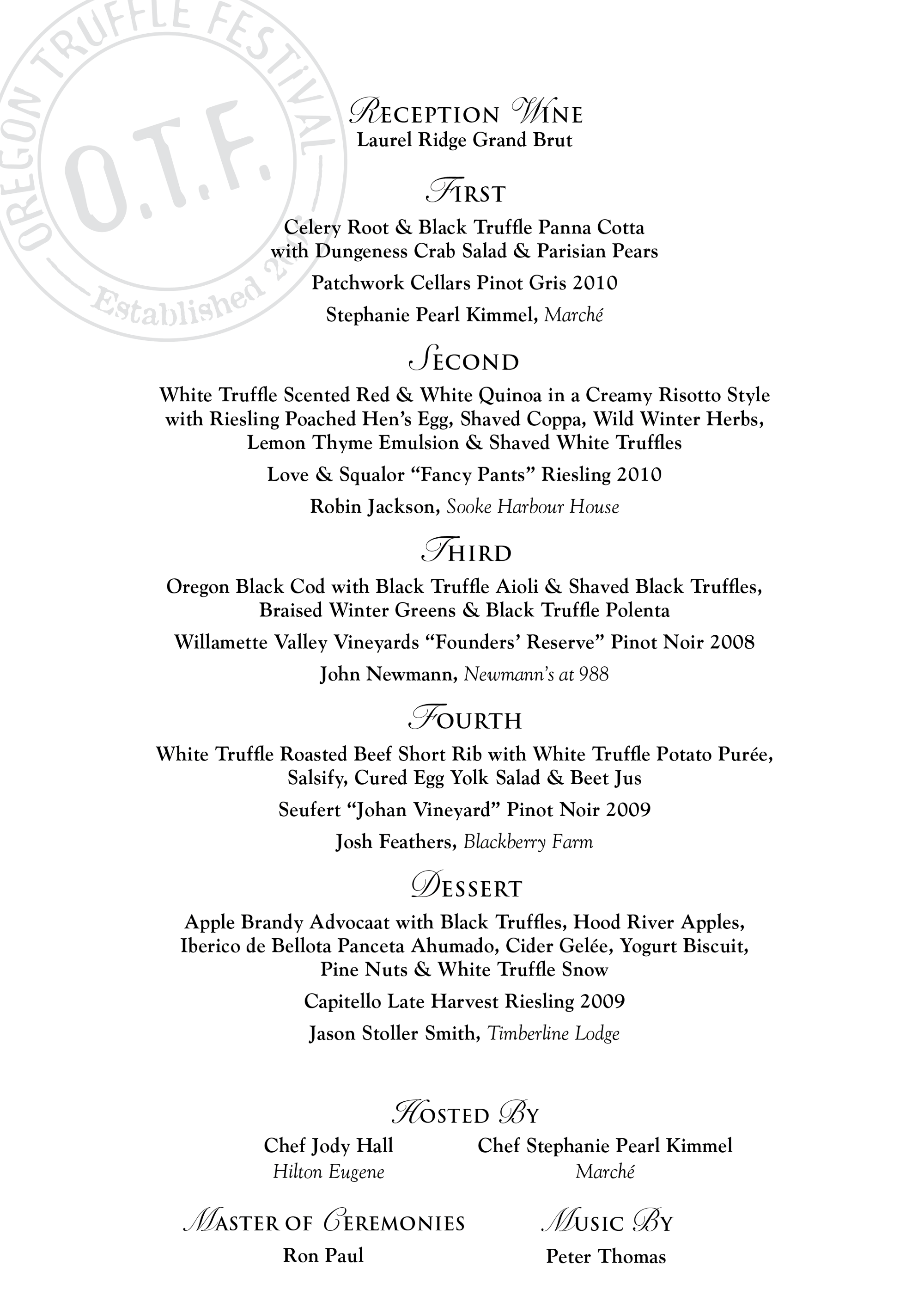 Past OTF Menus - Oregon Truffle Festival
